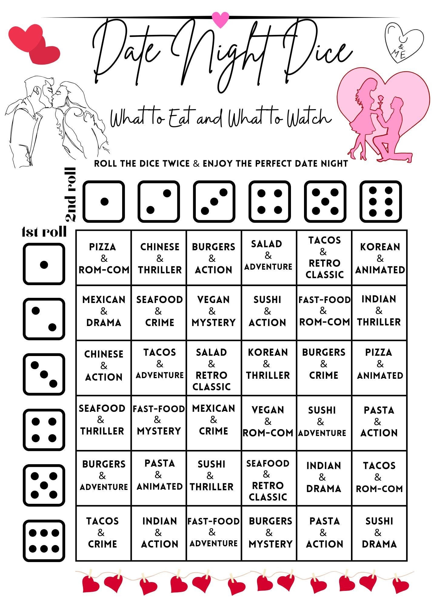 Date Night Dice | Printable | Relationship Gifts | Date Night Ideas ...