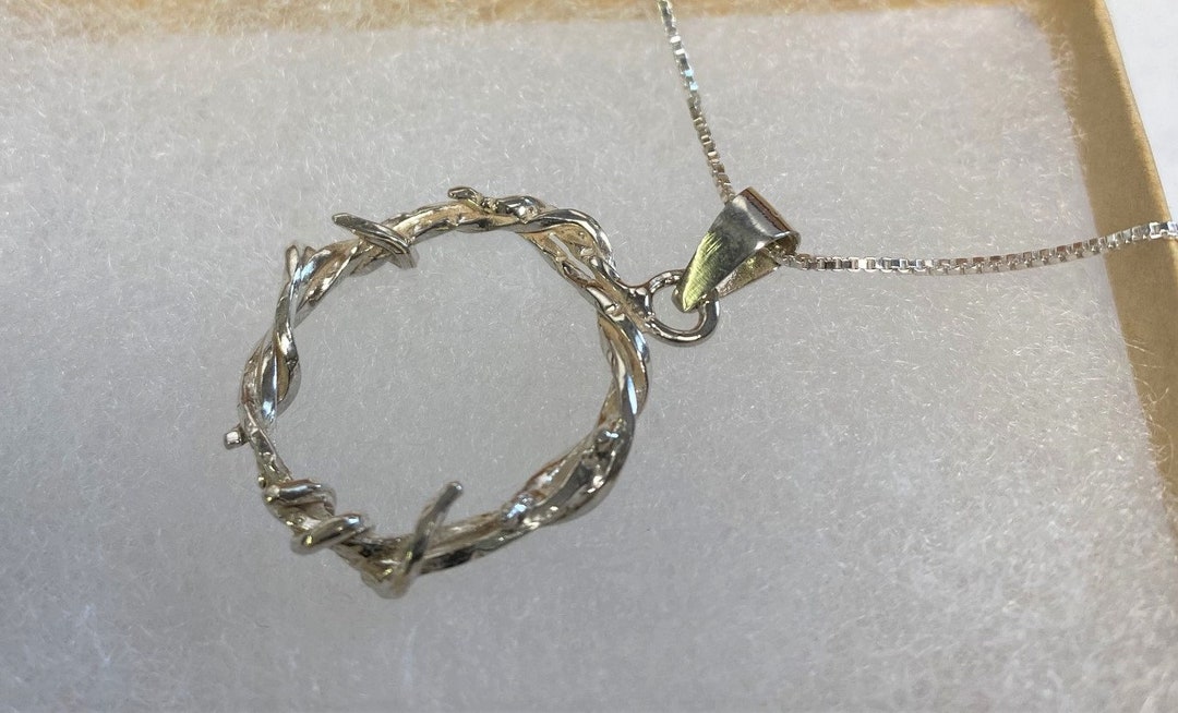 Sterling Silver Crown of Thorns Necklace - Etsy
