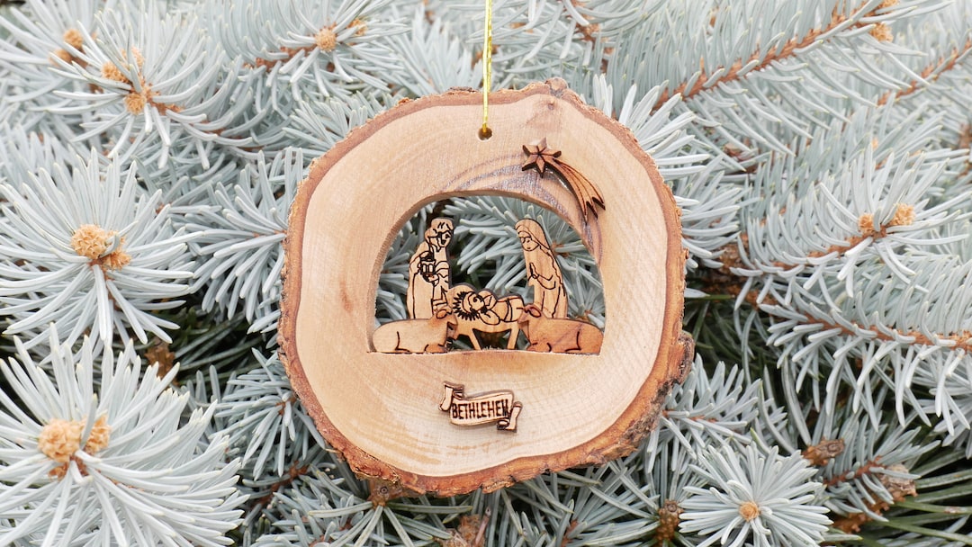 Olive Wood Christmas Ornament-small Circle - Etsy