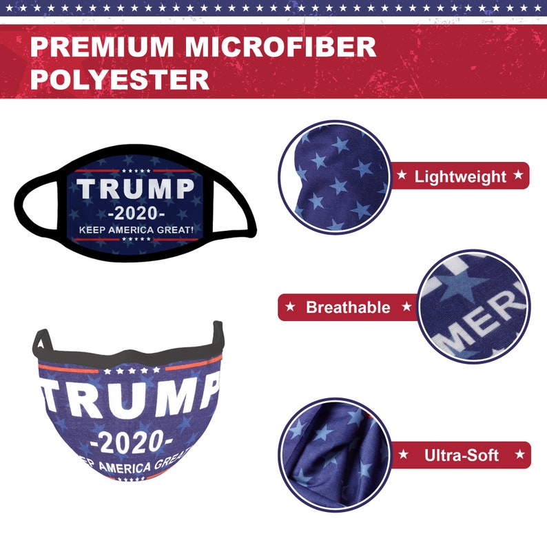 DONALD TRUMP Face MASK 3 Pack Blue Face Mask Trump Keep America Great ...