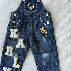 Girls Overalls, Girls Denim Overalls, Custom Kids Overalls, Rhinestone ...