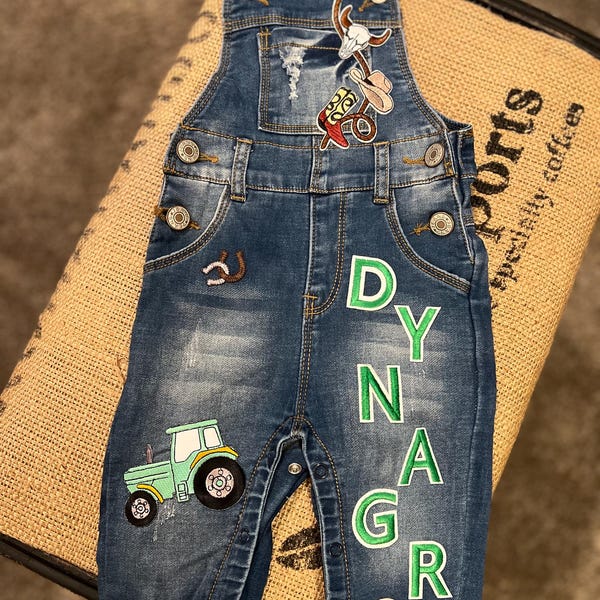 Girls Overalls, Girls Denim Overalls, Custom Kids Overalls, Rhinestone ...