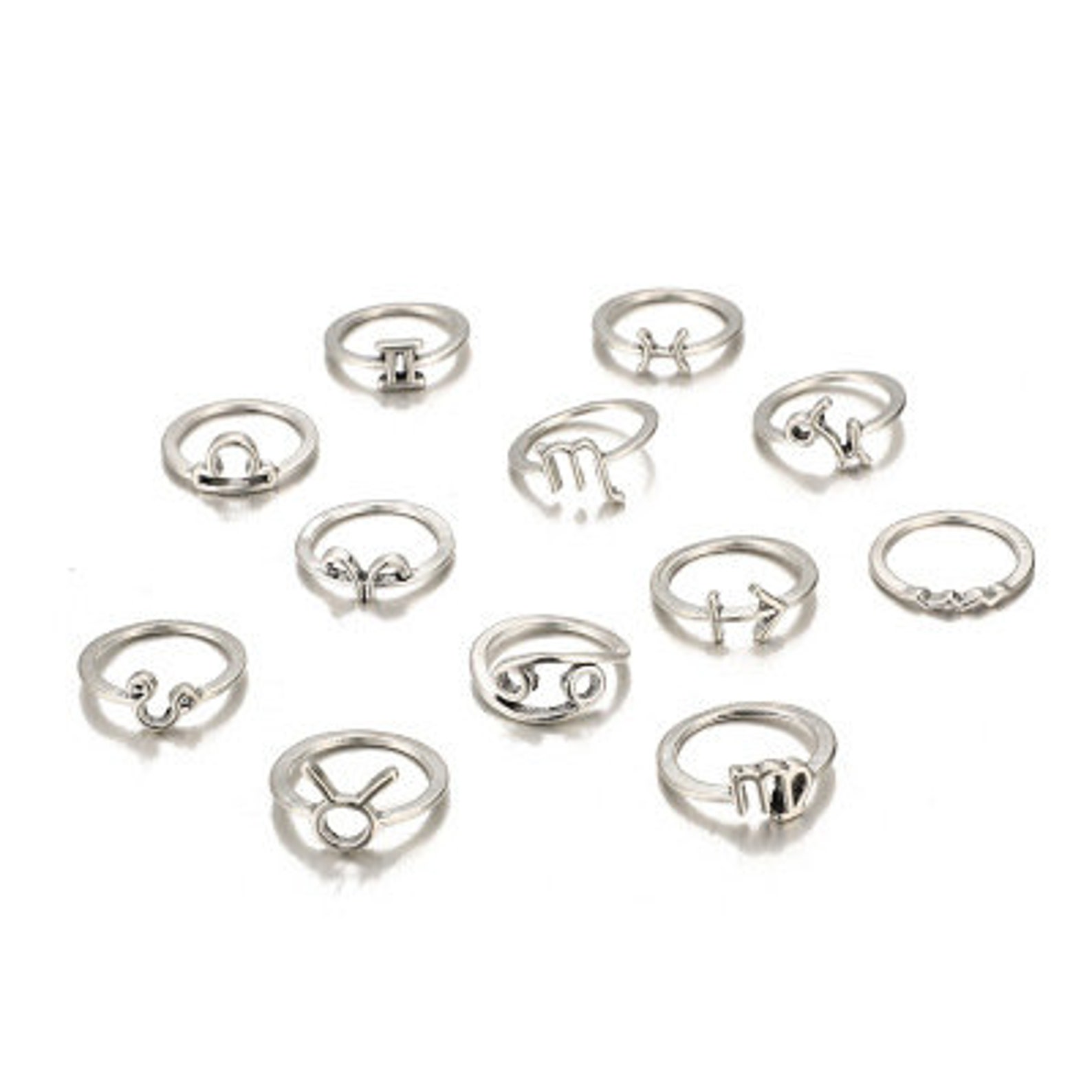 Silver Zodiac Sign Rings Twelve Astrological Signs Leo Taurus - Etsy