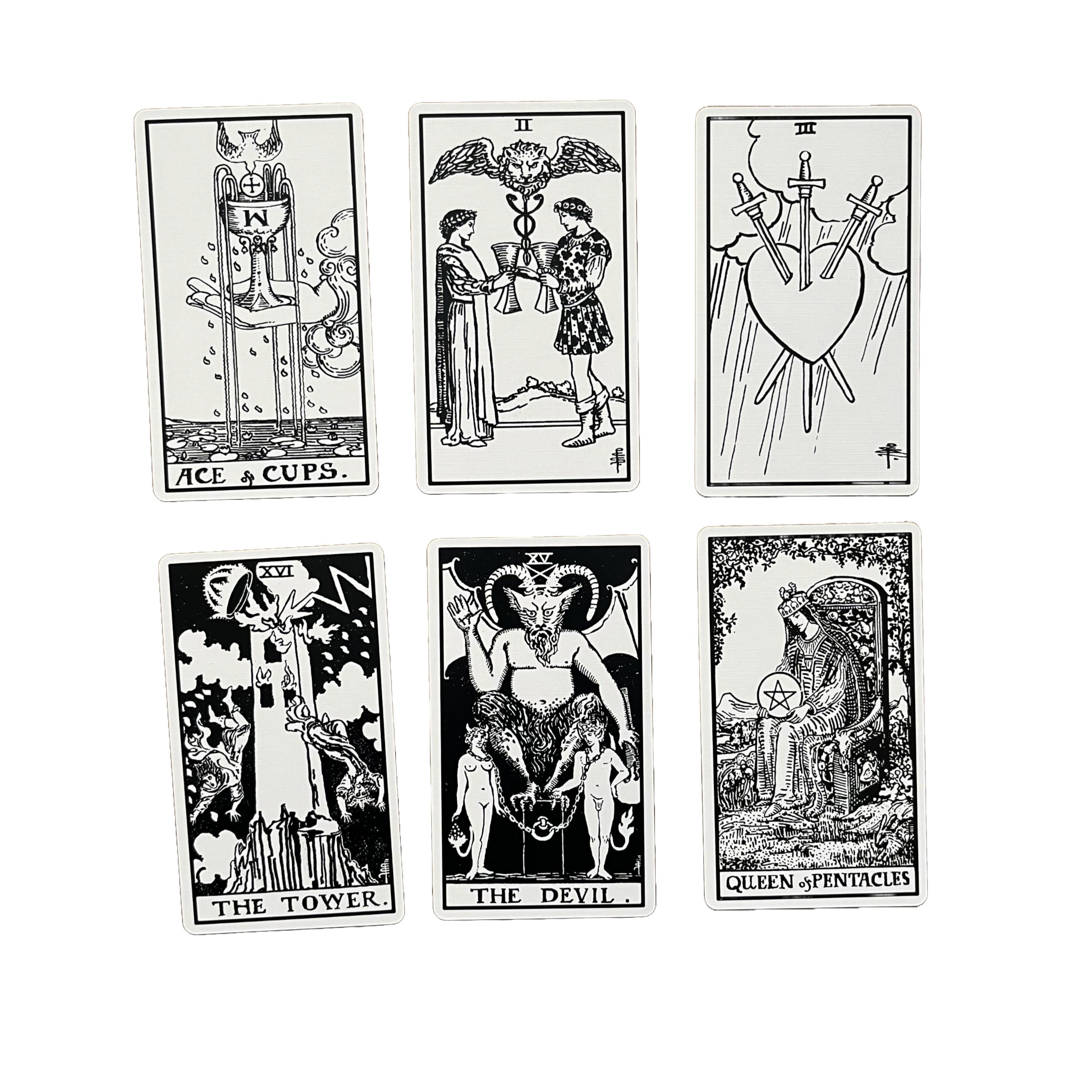 Pixie's Line Art Tarot Deck: Full Size With 100 Page Guide, Black and ...