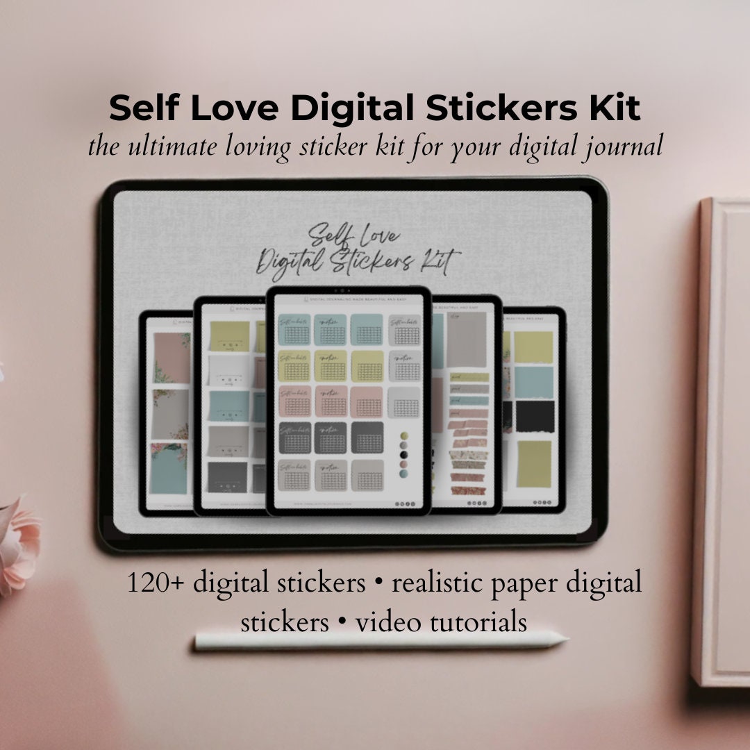 Self Love Digital Stickers Kit for Digital Bullet Journaling Digital ...