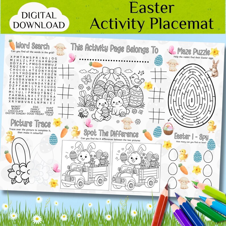 Easter Colouring & Activity Sheet for Kids Printable Easter Spring Fun ...