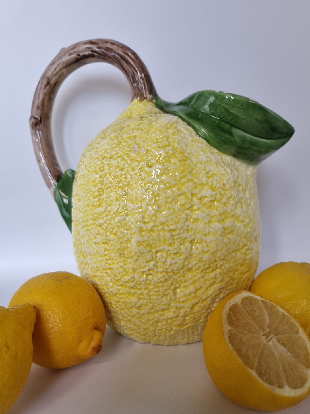 Vintage Lemon Pitcher Water Jug Italian Majolica - Etsy