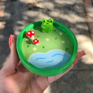 Small Handmade Frog Pond Clay Tray - Etsy