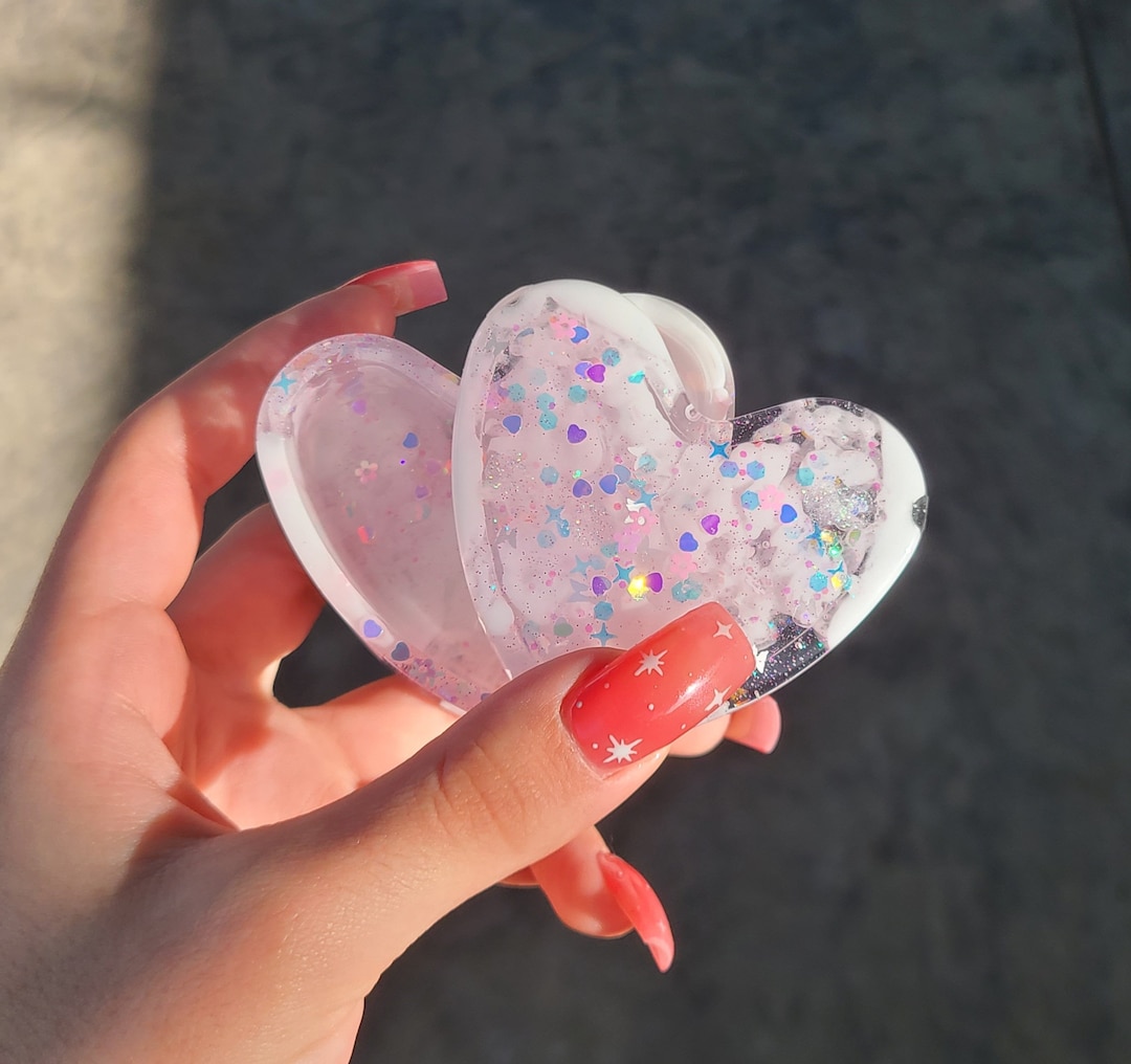 Pink & White Glitter Heart Trinket Box | Pink Cloud Heart Trinket Box ...