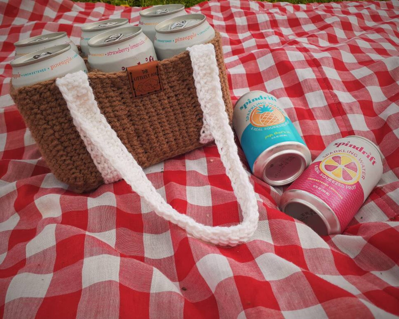 Six-pack Drink Carrier, Bring Your Own Bag, Crochet Brown & White 6 ...