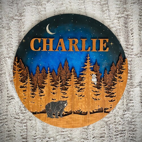 Nursery Name Sign Woodland Nursery Forest Name Sign Above - Etsy