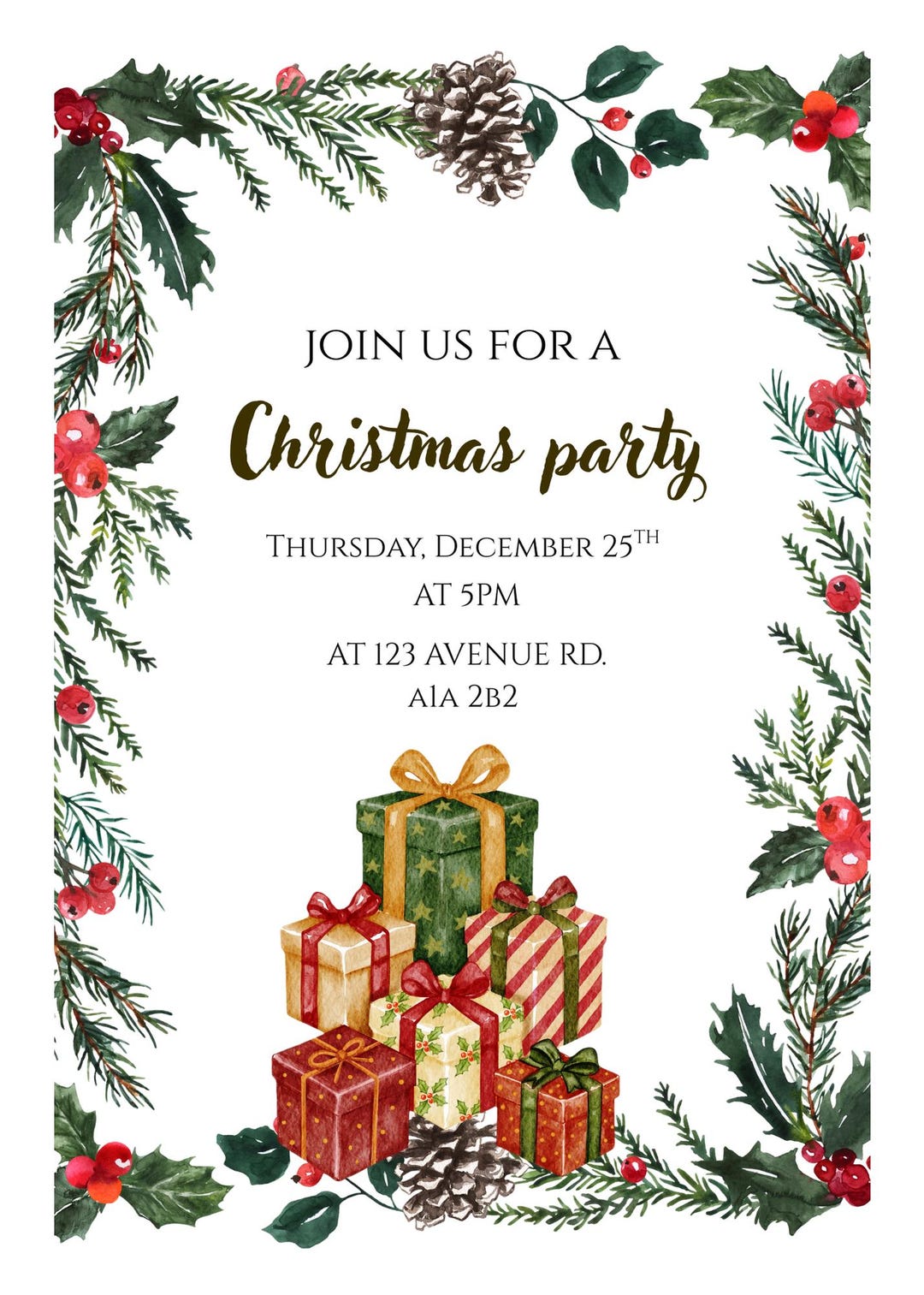 Christmas Invitation Card - Etsy