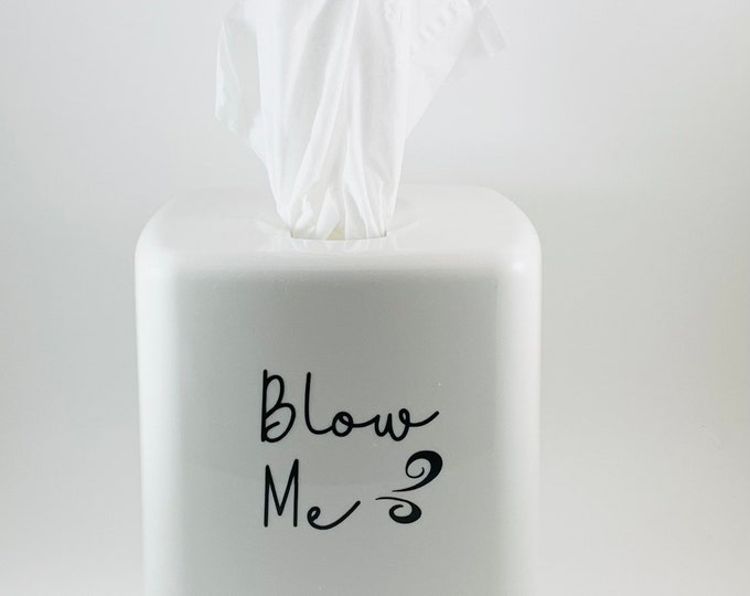 Funny Square Tissue Box Cover, Blow Me Tissue Box Cover, Funny Bathroom ...