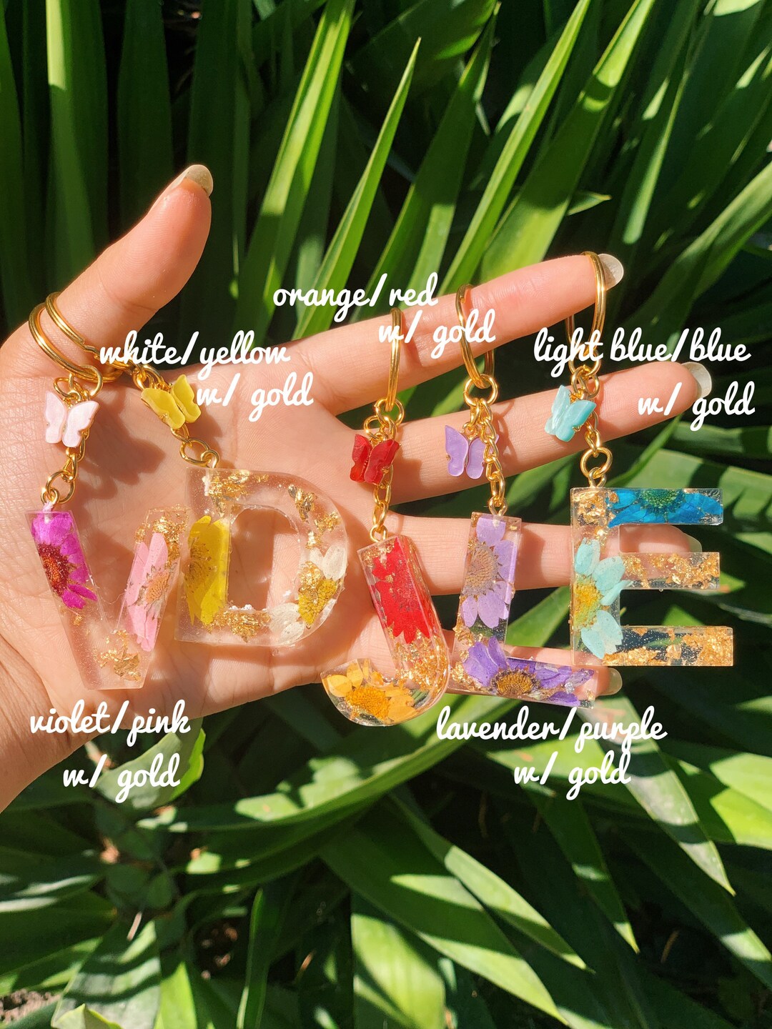 Butterfly Letter Resin Keychain, Butterfly Resin Keychain, Butterfly ...