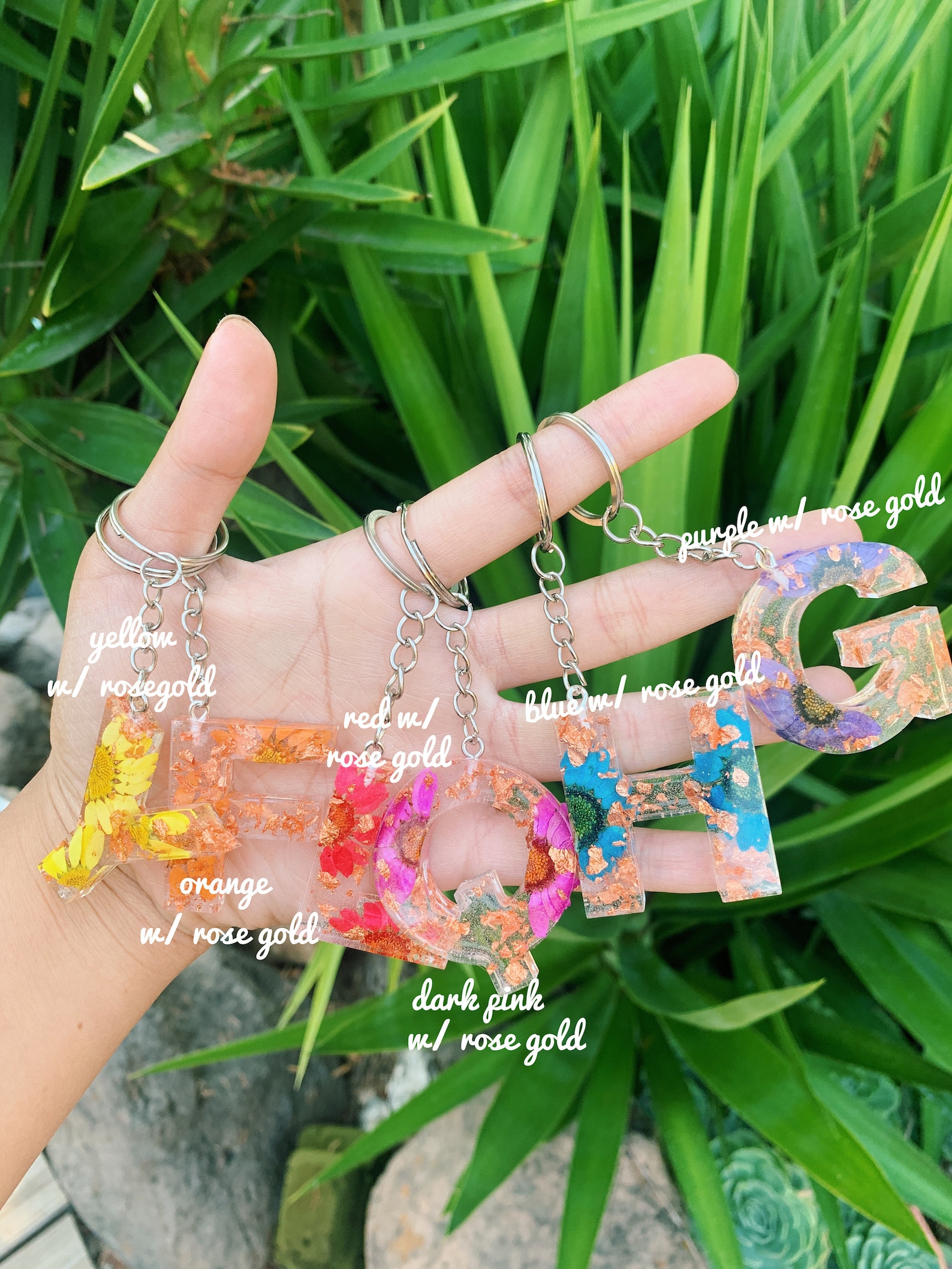 Rose Gold Letter Resin Keychain Resin Keychain Initial - Etsy