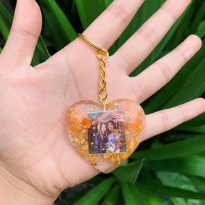 Resin Photo Keychain Heart Heart Keychain Photo Keychain Custom ...
