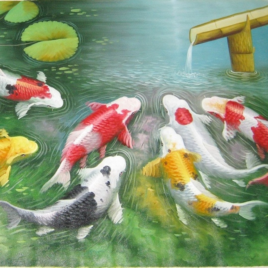 Beautiful 9 Koi Fish Painting - Etsy