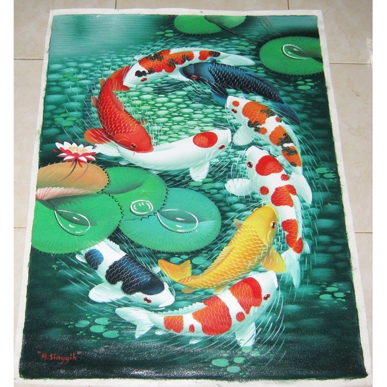 The 9 Koi Fish Painting Forms the Perfect Number 9 Shades of Green - Etsy