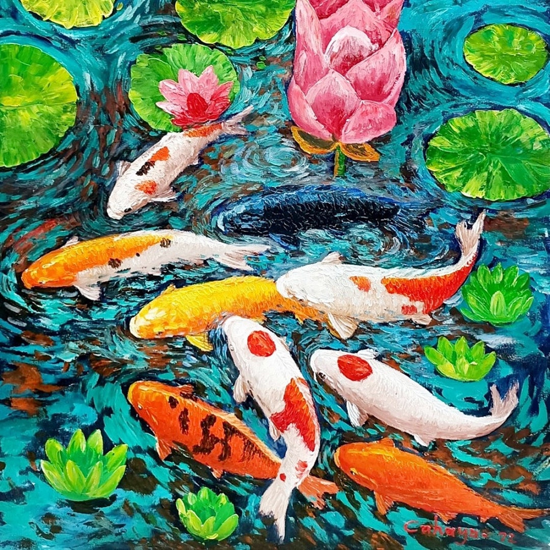 Beautiful and Graceful 9 Koi Fish Painting glorious 9 Koi Fish - Etsy