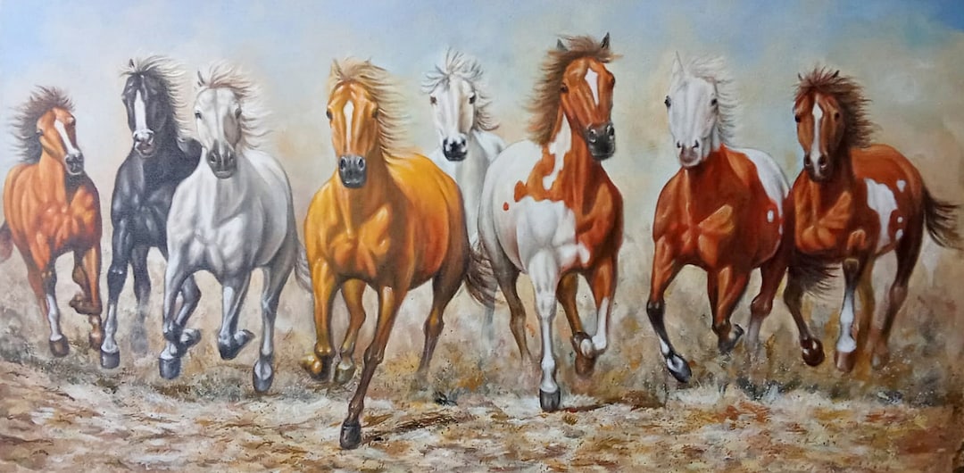 8 Running Horses: Feng Shui Symbol of Success Painting - Etsy