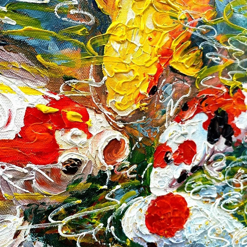 Painting of 9 Koi Fish in Prosperous Pond - Etsy UK