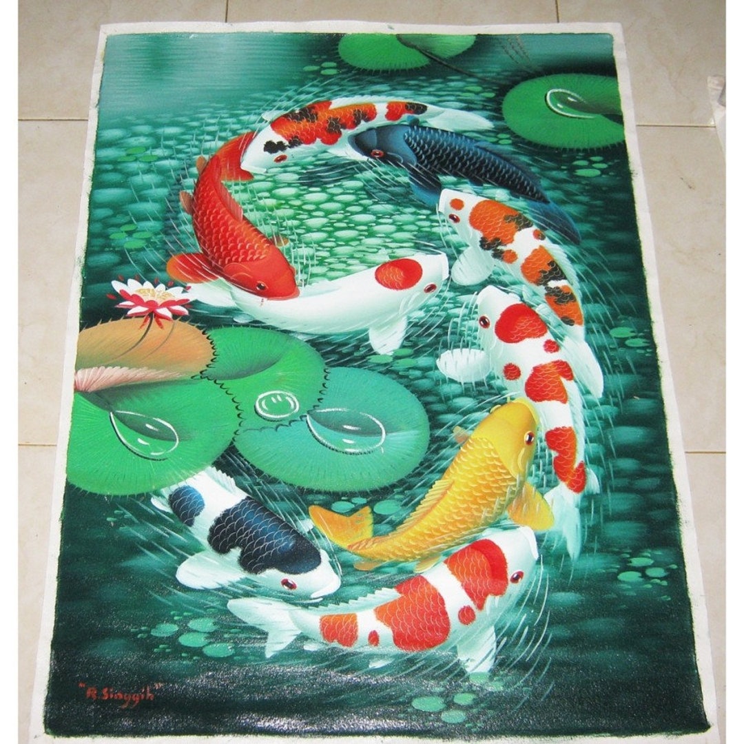 The 9 Koi Fish Painting Forms the Perfect Number 9 Shades of Green - Etsy