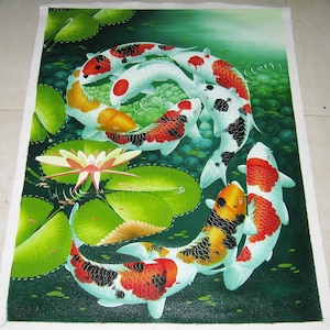 Koi Fish Painting Forming the Number 9 - Etsy