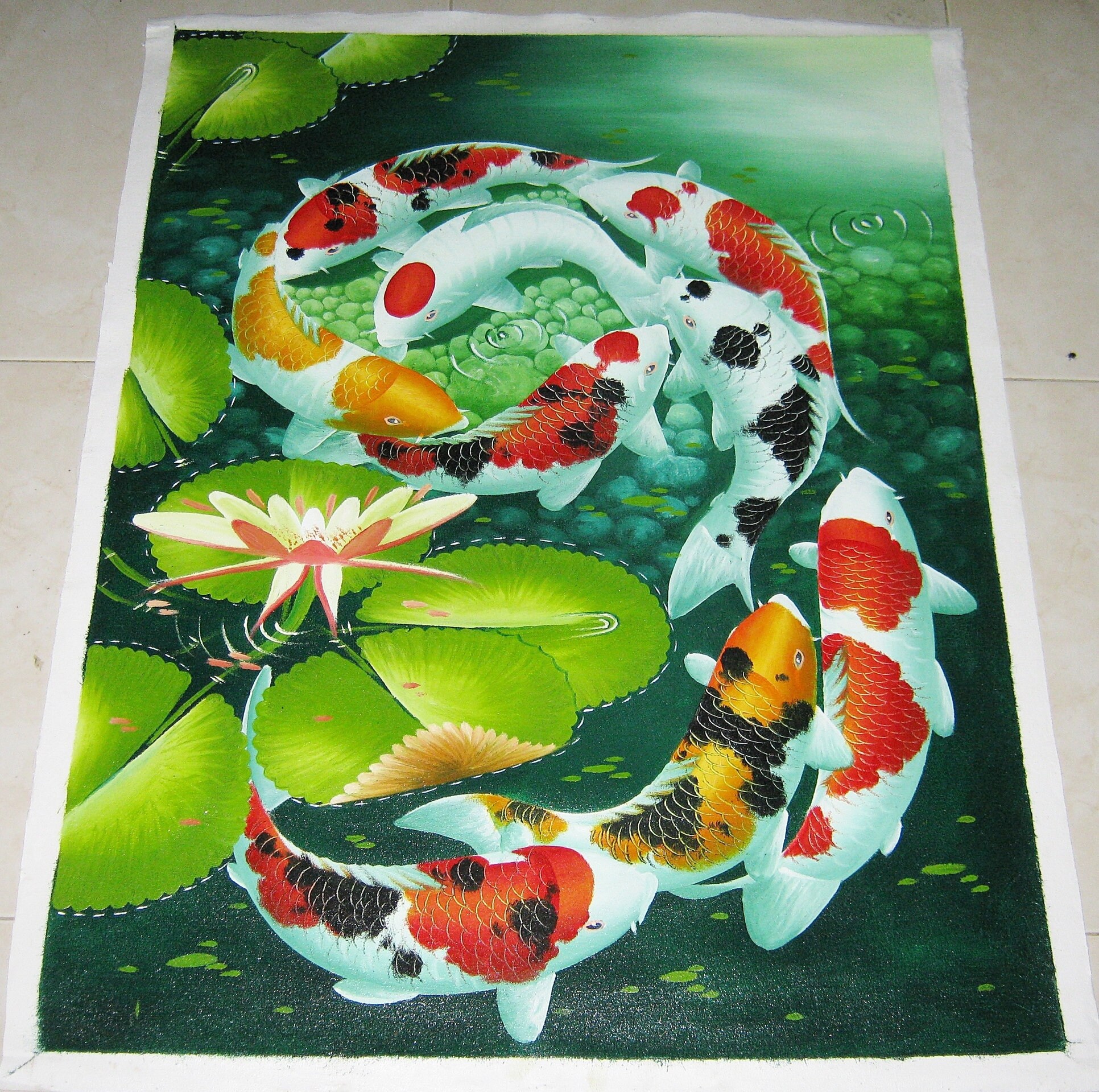 Koi Fish Painting Forming the Number 9 - Etsy