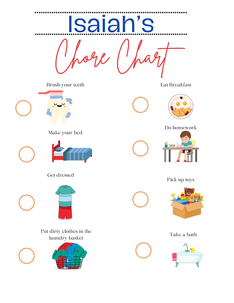 Chores Chart Customizable on Canva - Etsy