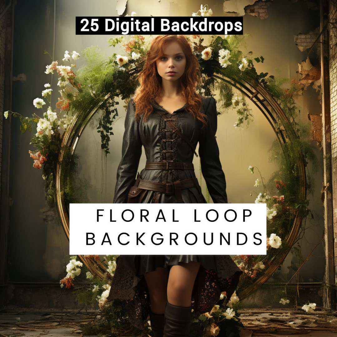 Floral Circle Overlays, Backdrop Overlays, Cottage Core, Art Portrait ...