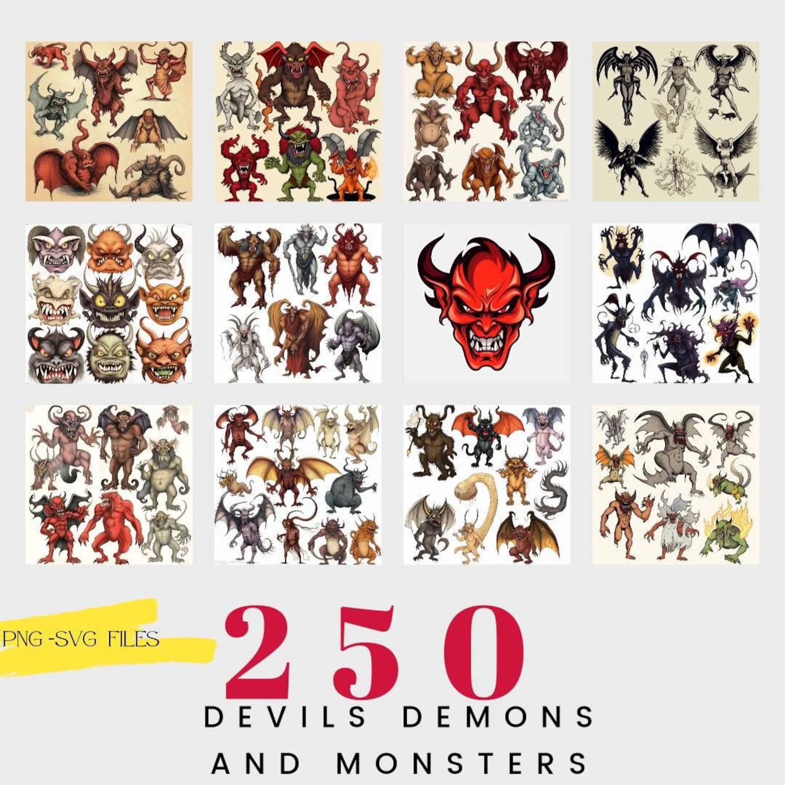Devils Demons Monsters Png Svg Digital Download Horror Ocult Creepy ...