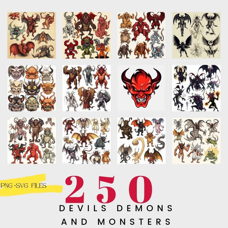 Devils Demons Monsters Png Svg Digital Download Horror Ocult Creepy ...