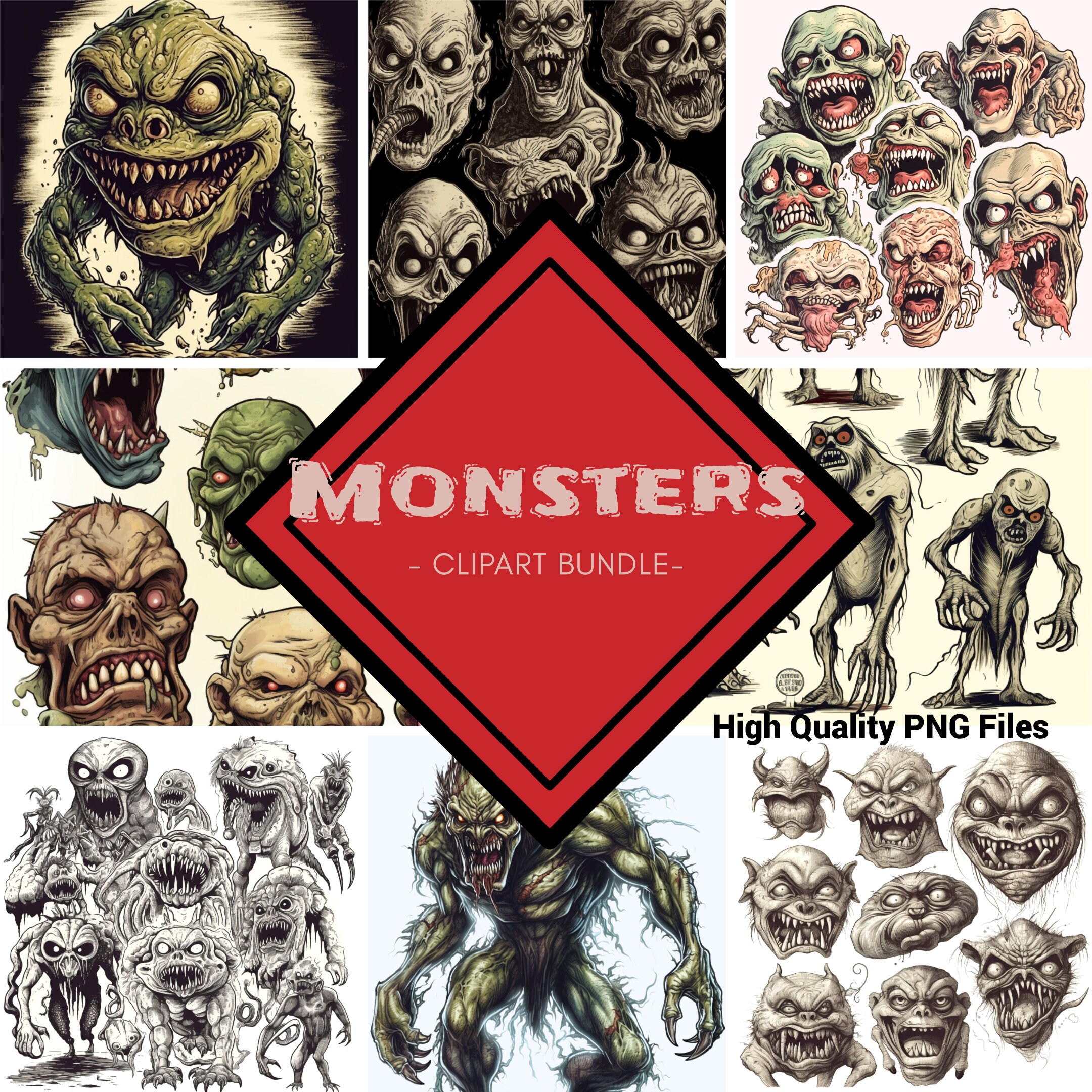 Zombie Monster Png Bundle Monsters Creepy Bundle Commercial Use Horror ...