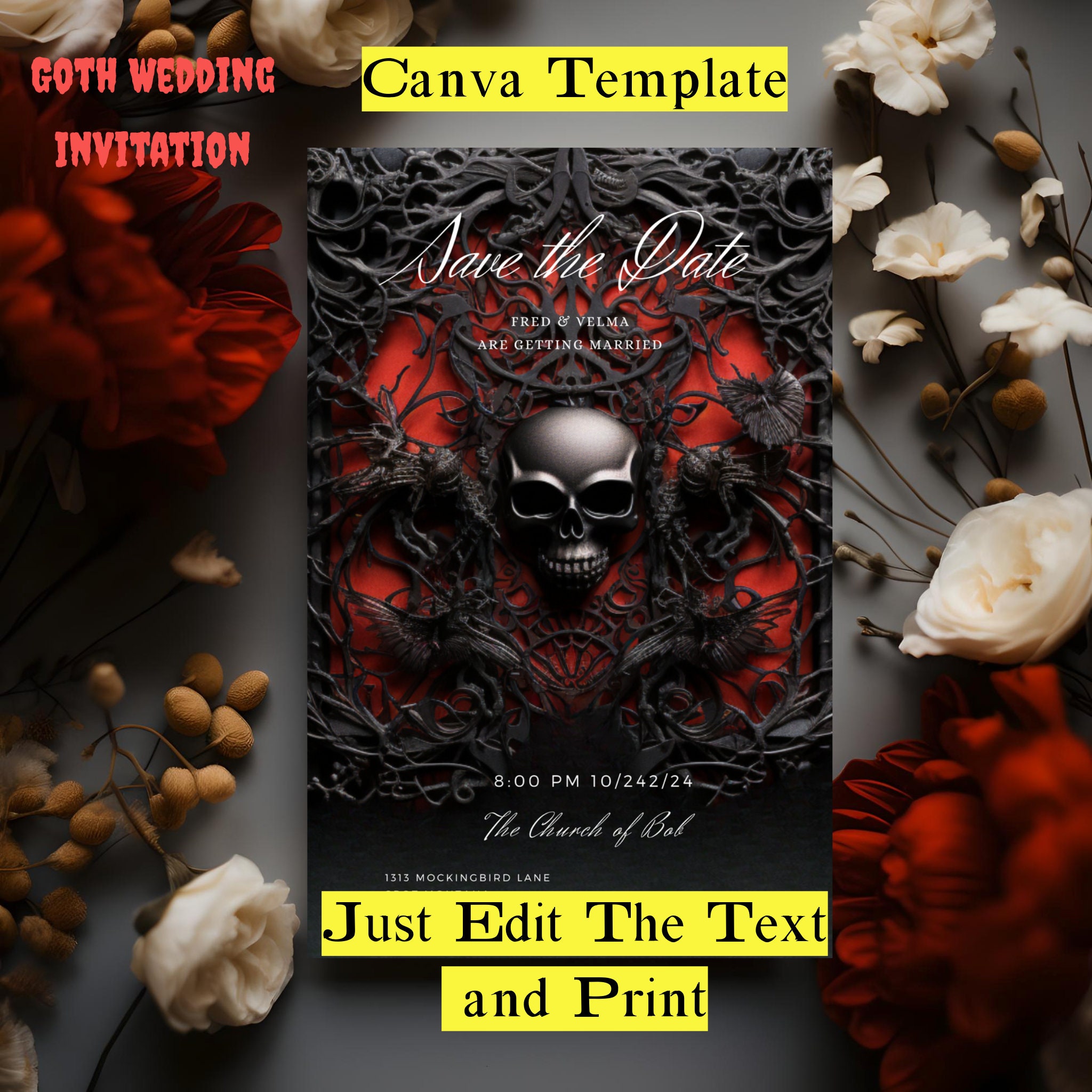 Goth Wedding Invitation Wiccan Pagan Wedding Biker Wedding Invitation ...