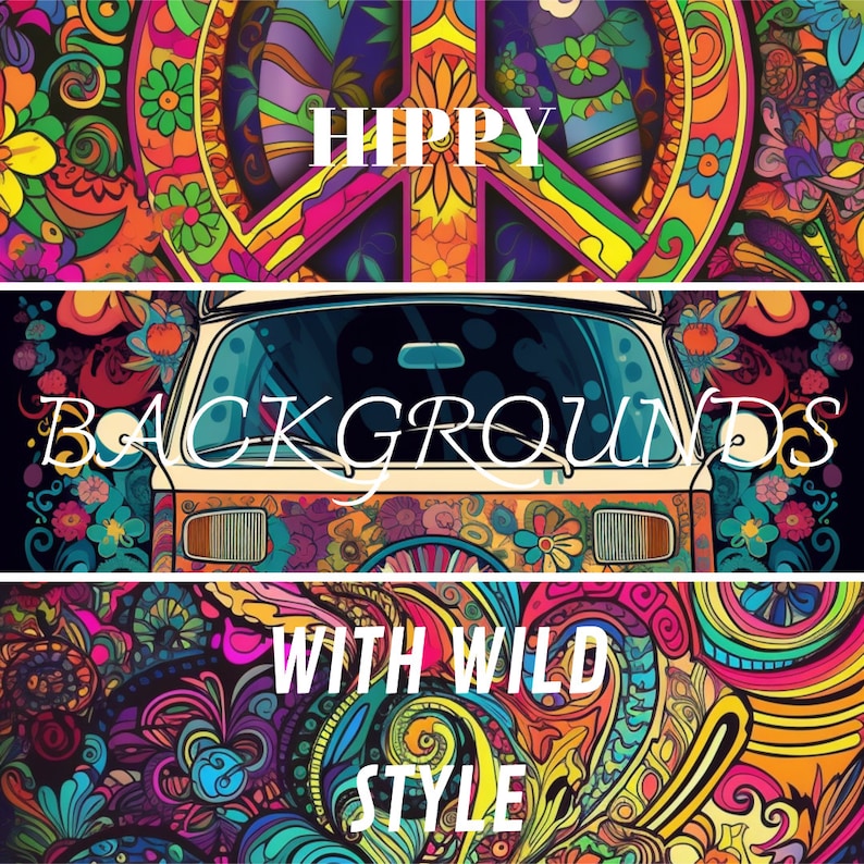 Peace Signs Psychedelic Colors PNG Hippie 50 Groovy Hippy Backgrounds That'll Blow Your Mind! - Etsy