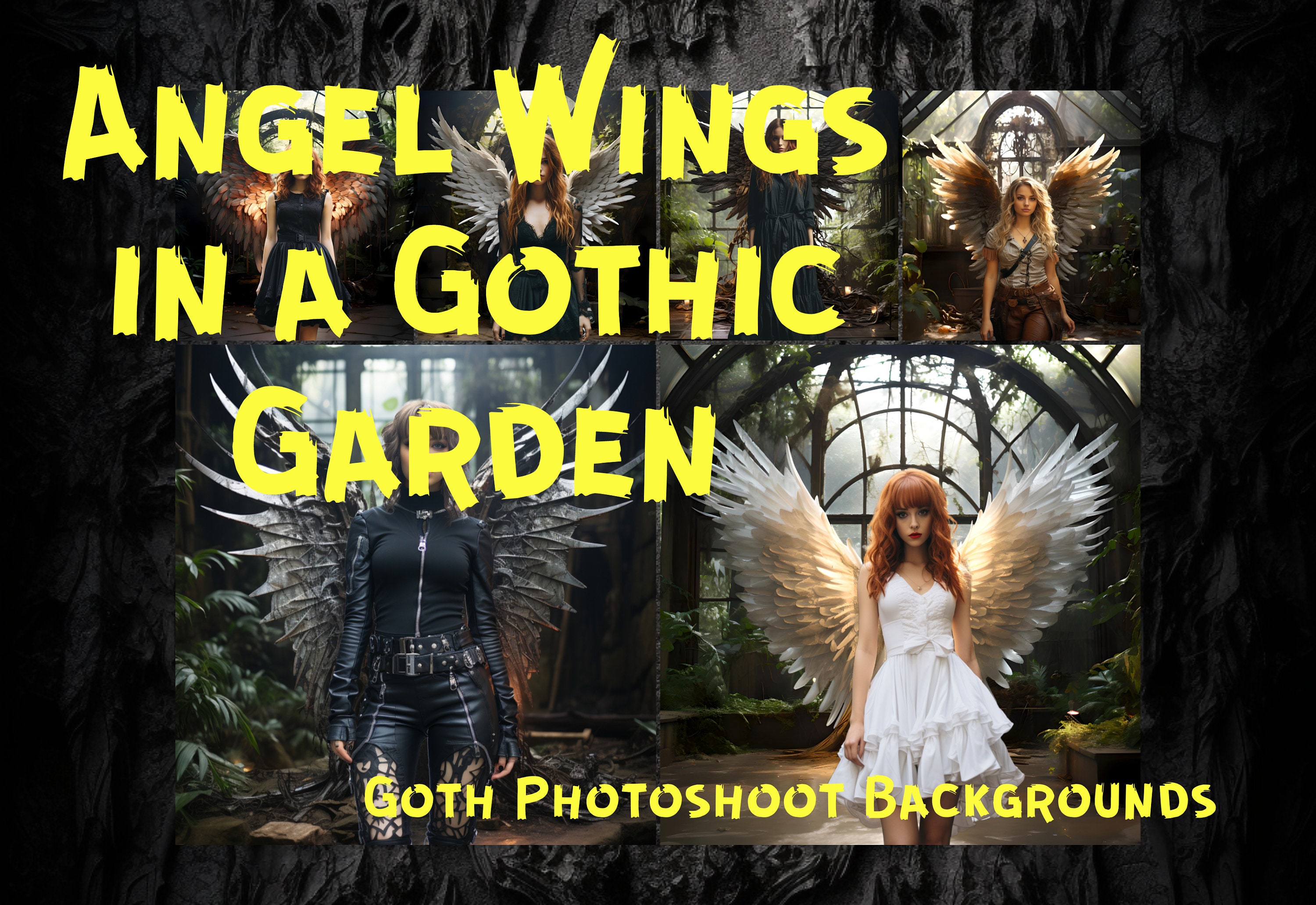 Angel Wings Gothic Garden Digital Photo Backdrop Maternity Digital ...