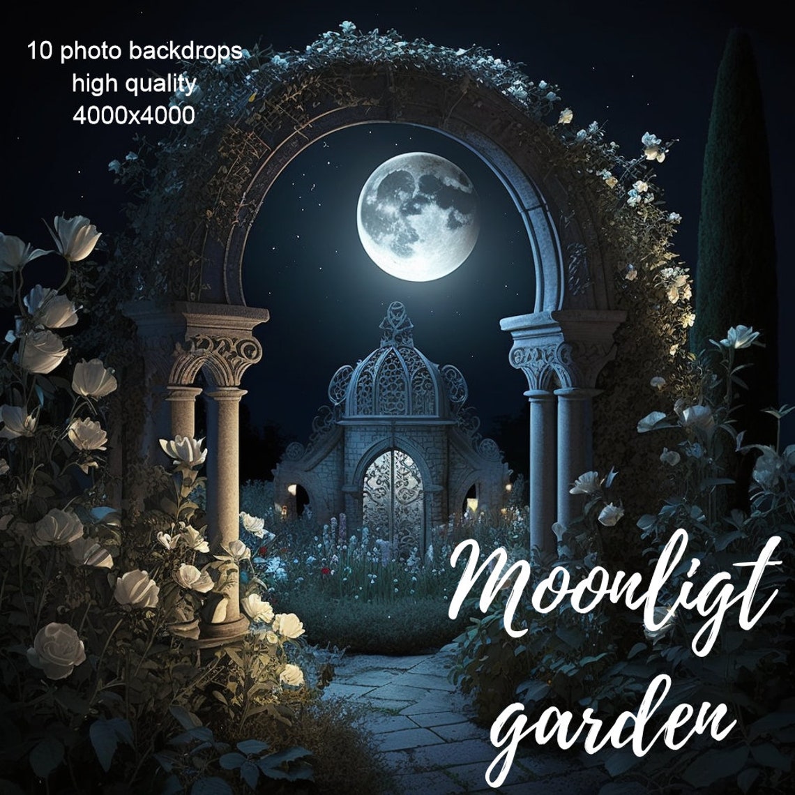 Digital Backdrops, Moonlight Garden, Backdrop Overlays, Photography ...