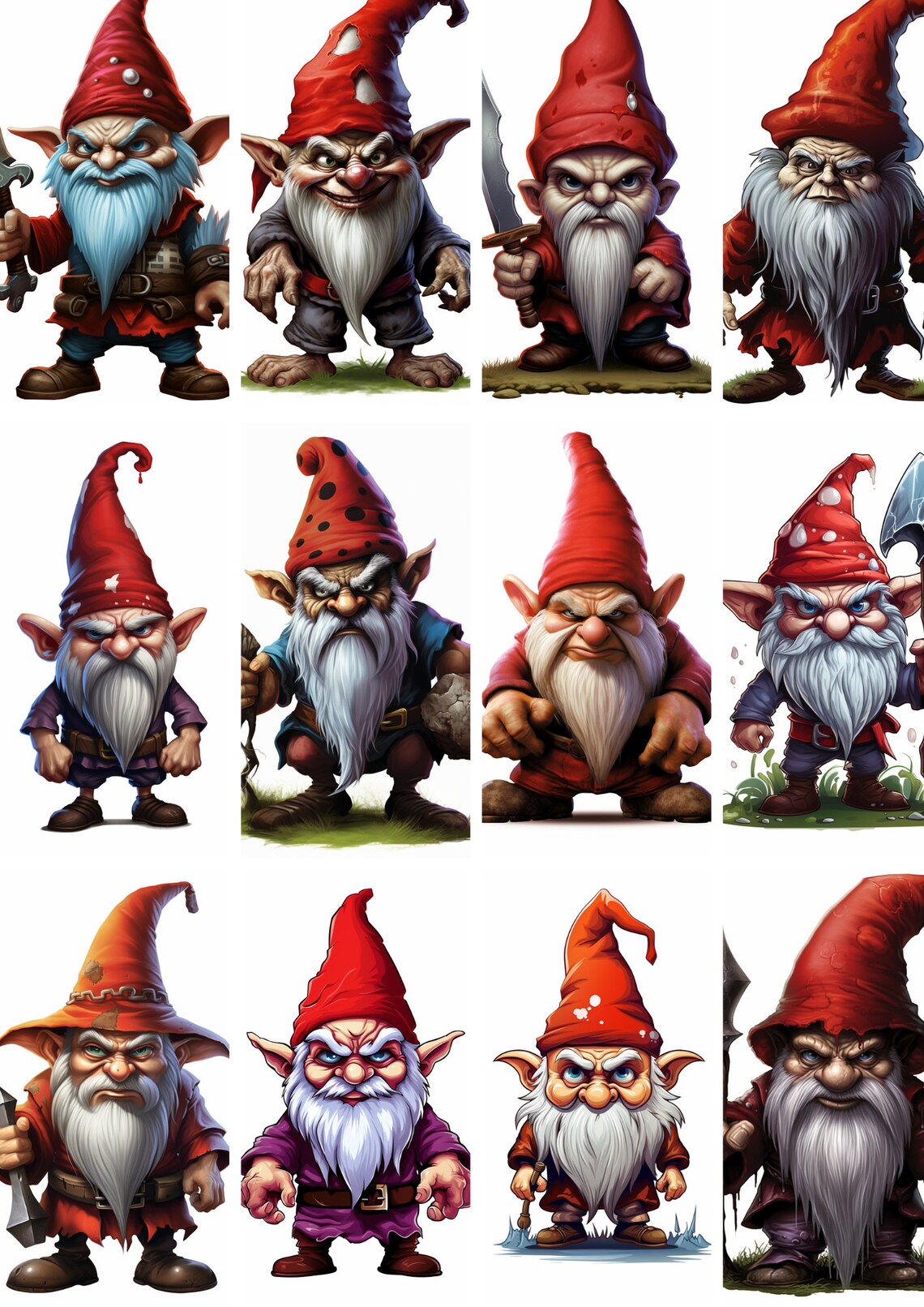 Angry Gnomes Clipart 10 Creepy Killer Gnomes Pmg Files Yard Gnome From Hell Download - Etsy