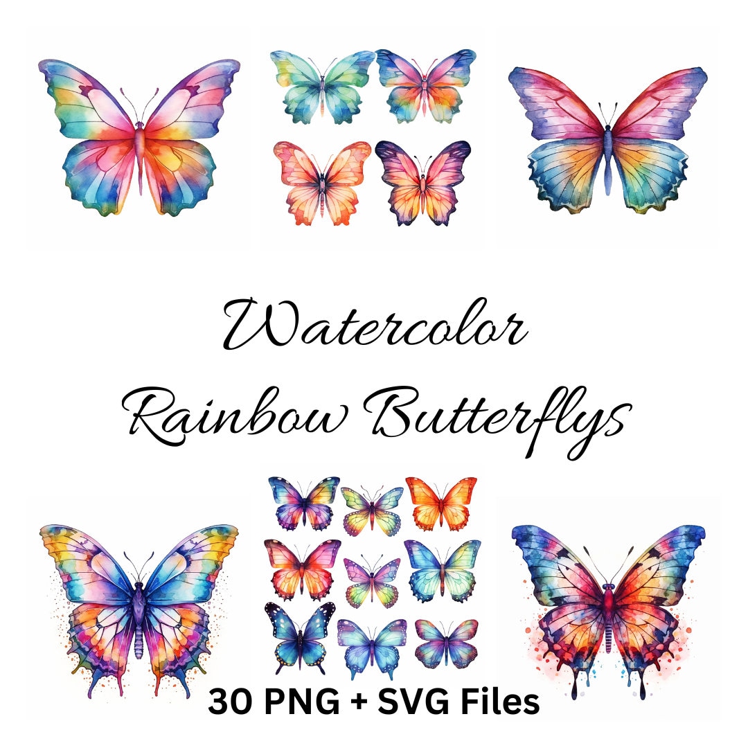 Watercolor Butterfly Clipart Set (30 PNG & SVG) - Etsy