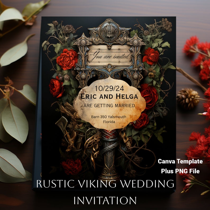 Viking Wedding Invitation Digital Download Canva Template Plus Blank ...