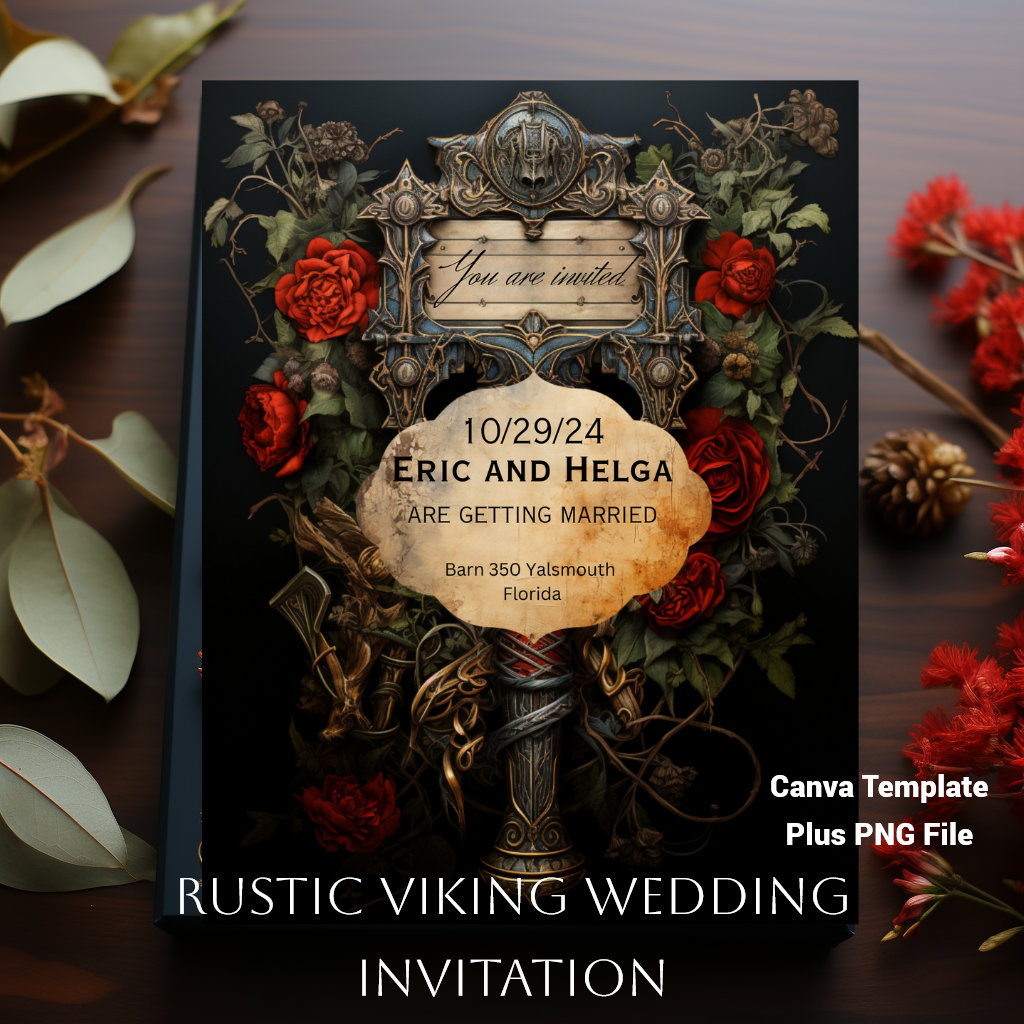 Viking Wedding Invitation Digital Download Canva Template Plus Blank ...