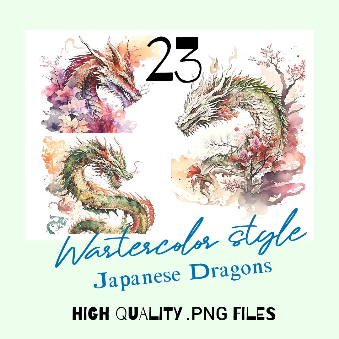 23 Japanese Watercolor Dragons Dragon Pngs Chinese Dragon Japanese ...