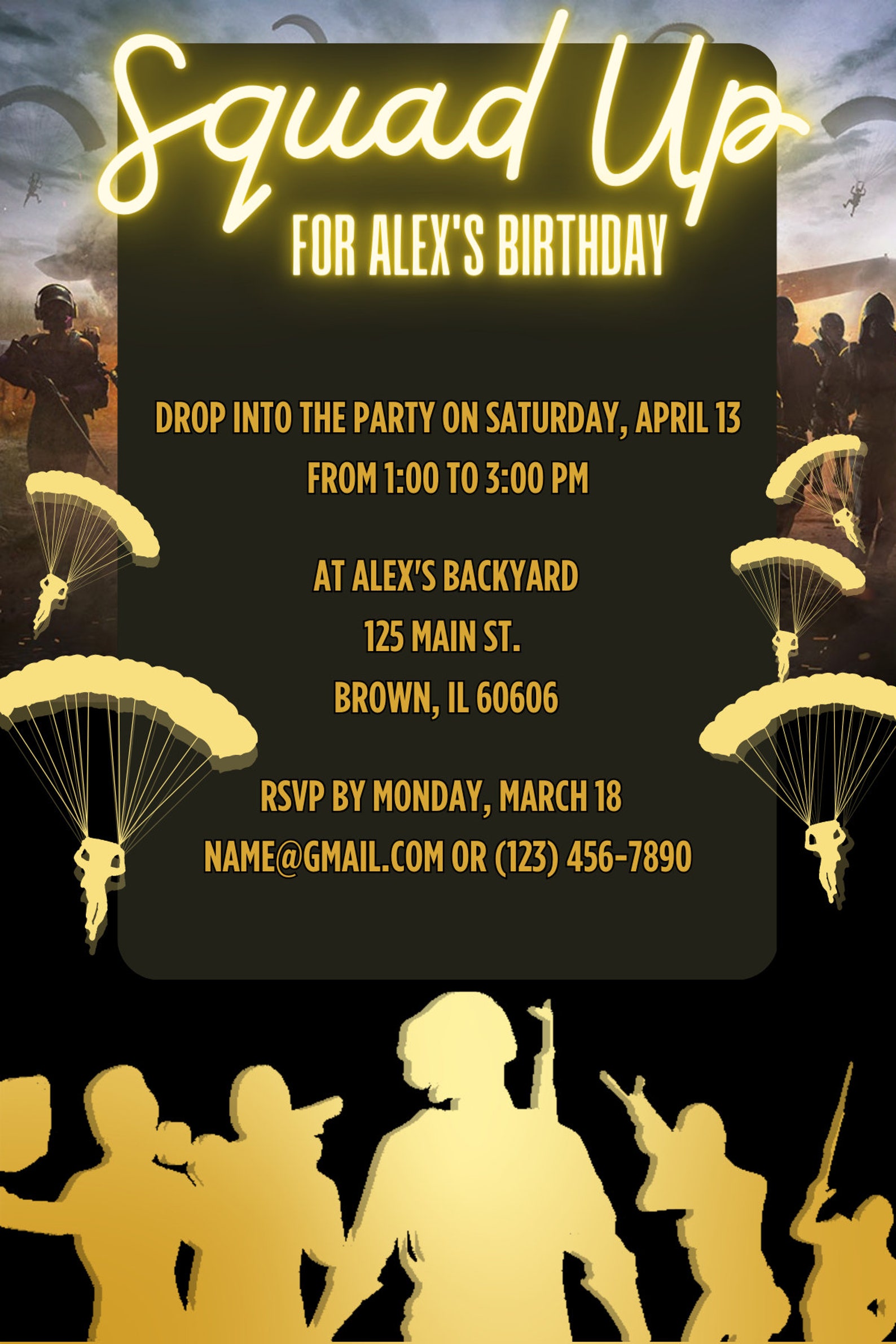 PUBG Battlegrounds | Digital Birthday Invitation Printable Editable - Etsy