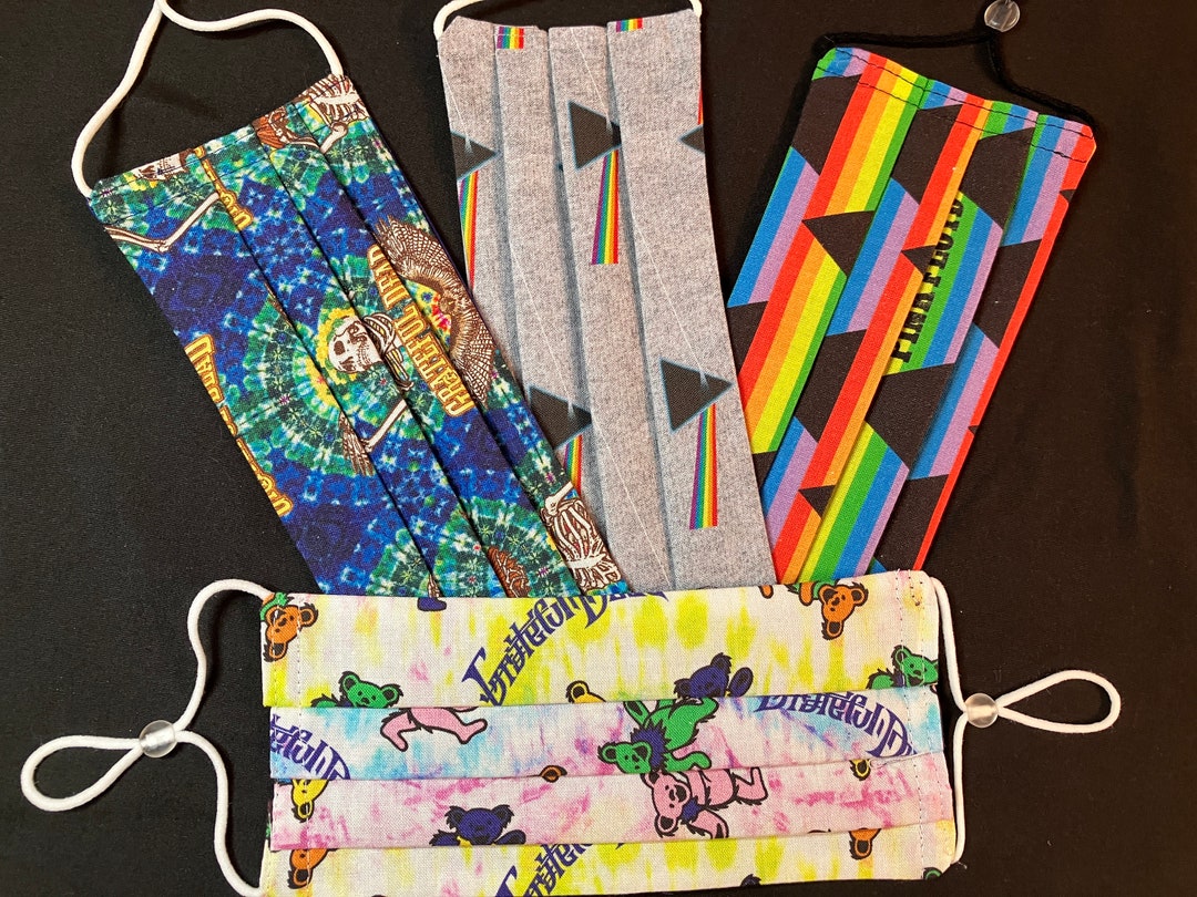 Grateful Dead Face Mask Pink Floyd face Mask 2 Layers Adjustable ...