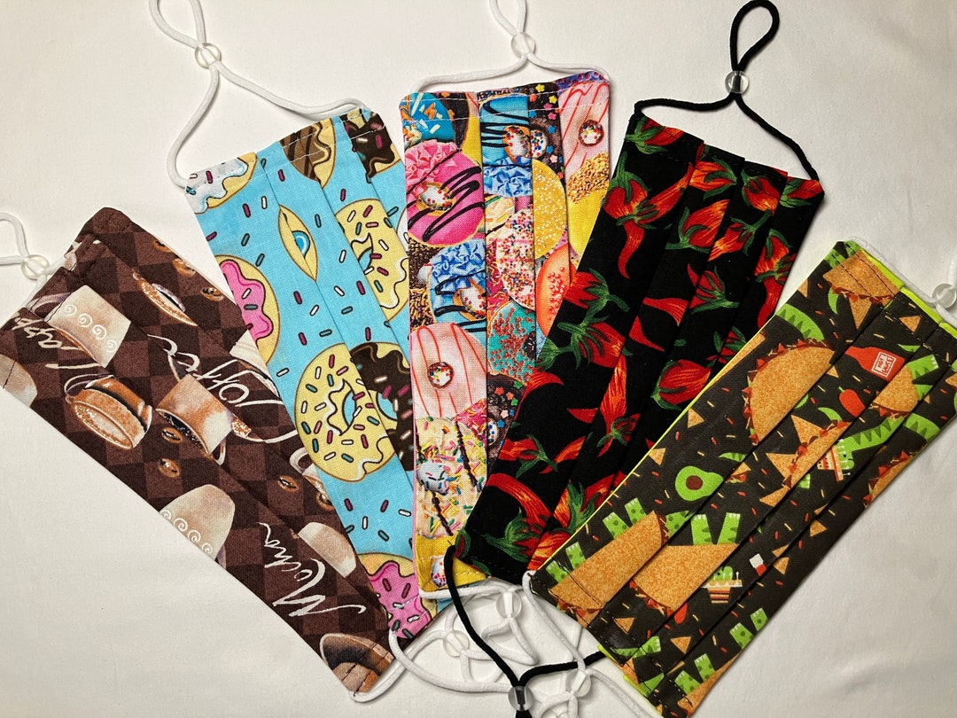 Donut Coffee Taco Chili Pepper Face Mask 2 Layers-adjustable Reversible ...