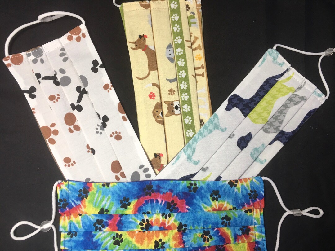 Puppies Doggies Dog Bone Face Mask toddler Kids and Adult Sizes 2 N 1 ...