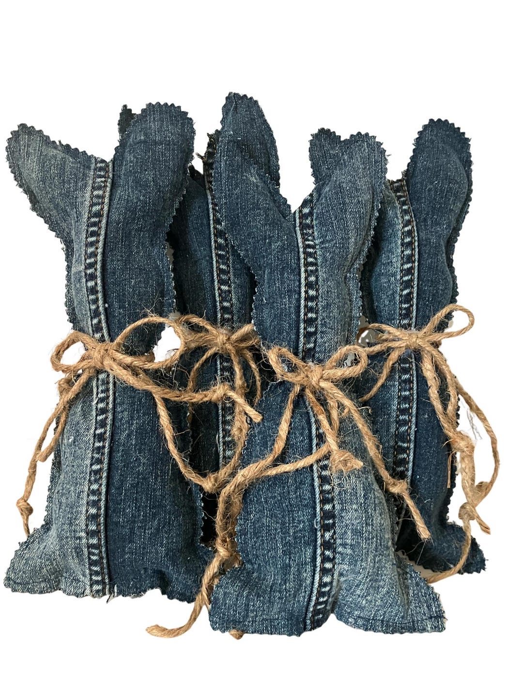 Denim Bunny Decor: Handmade Farmhouse Jute Accents Bowl Filler - Etsy