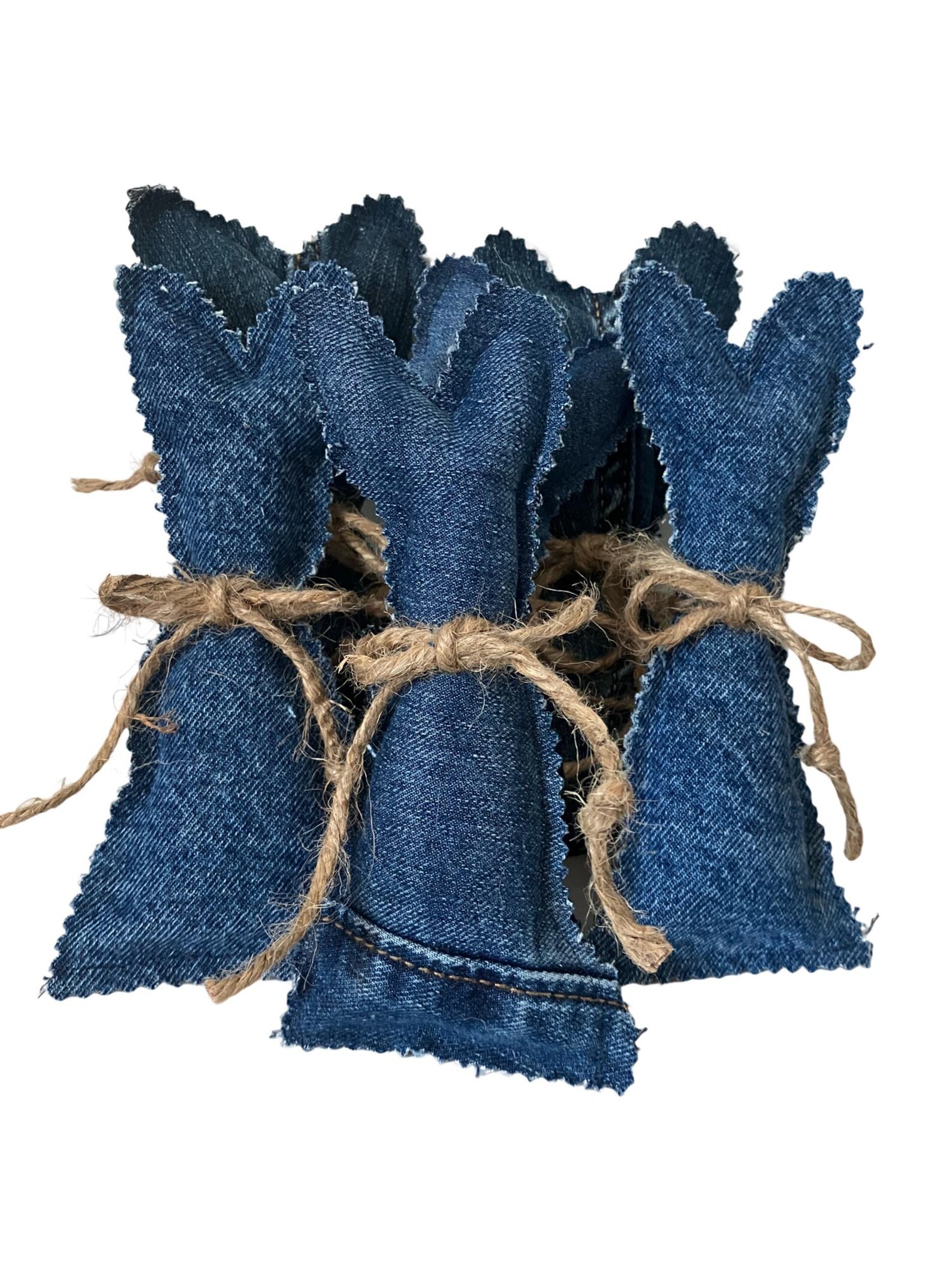Denim Bunny Decor: Handmade Farmhouse Jute Accents Bowl Filler - Etsy