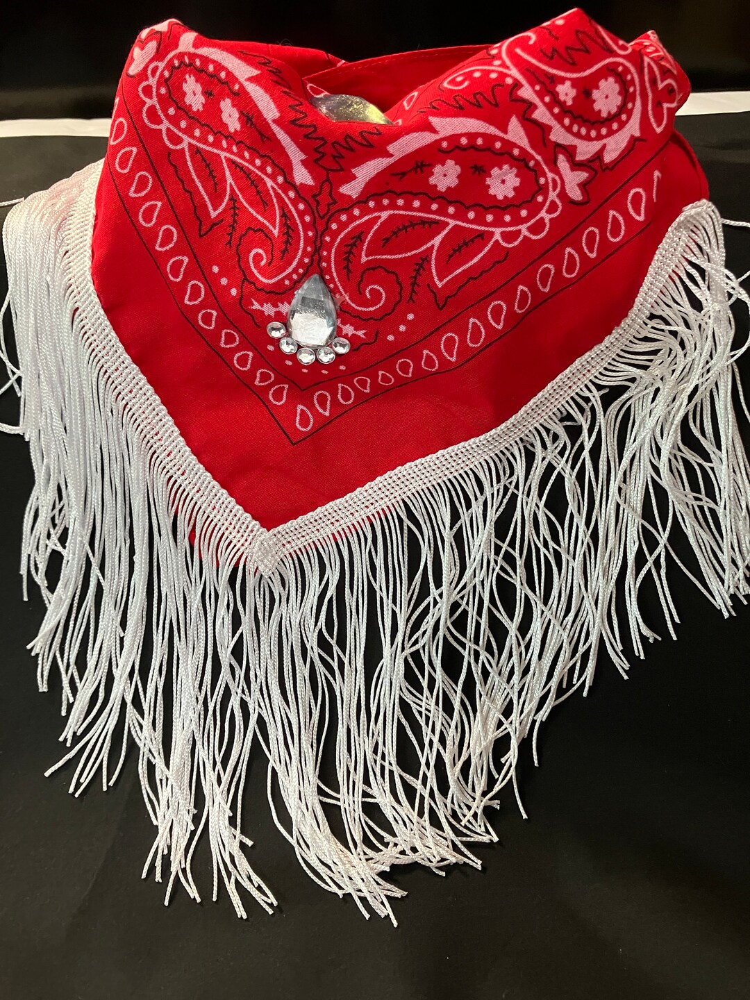 Western Red Bandana With Fringe -game Day Red Bandana-bling Bandana ...