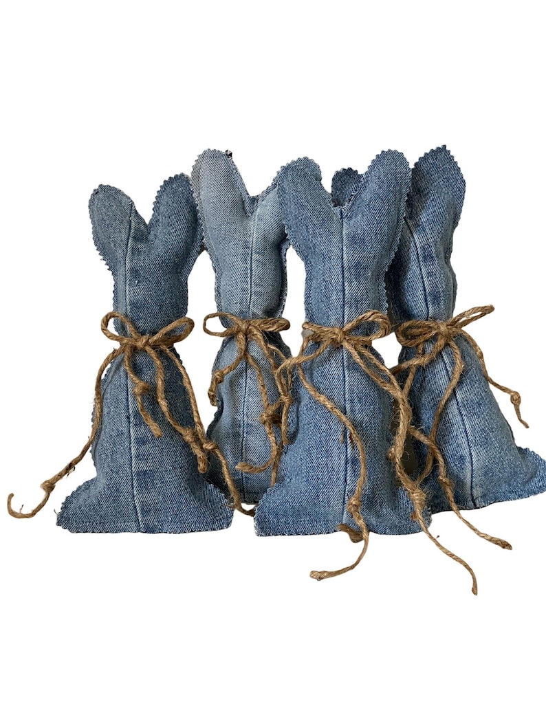 Denim Bunny Decor: Handmade Farmhouse Jute Accents Bowl Filler - Etsy